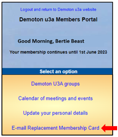 10.2.5 Ordering a new Membership Card – u3a Beacon