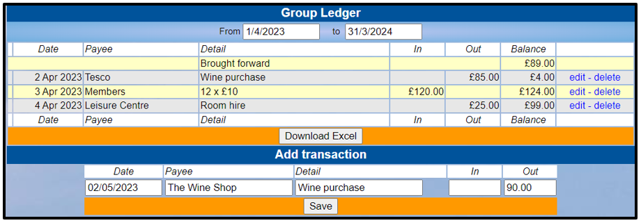 5.5 Group Record: Ledger – u3a Beacon