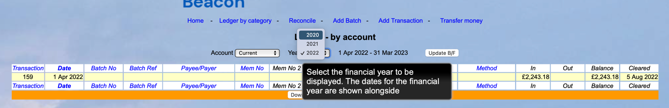 7.10.4 Resetting Finance if you have never used Beacon Finance before – u3a Beacon