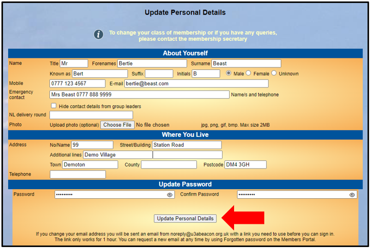 10.2.4 Updating your Personal Details – u3a Beacon